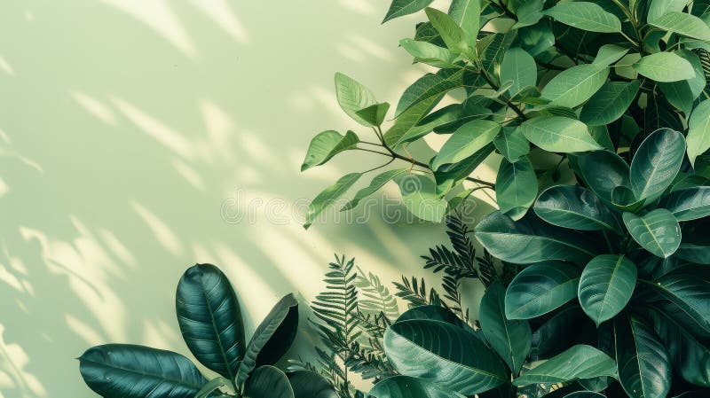 Assorted Greenery with Light Shadow Play Stock Photo - Image of fresh ...