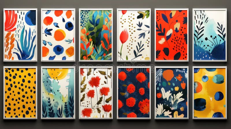 Assorted Grid Pattern Greeting Cards Set - Minimalist Design for All ...