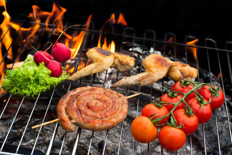 Assorted grilled meat stock photo. Image of green, chili - 70831584