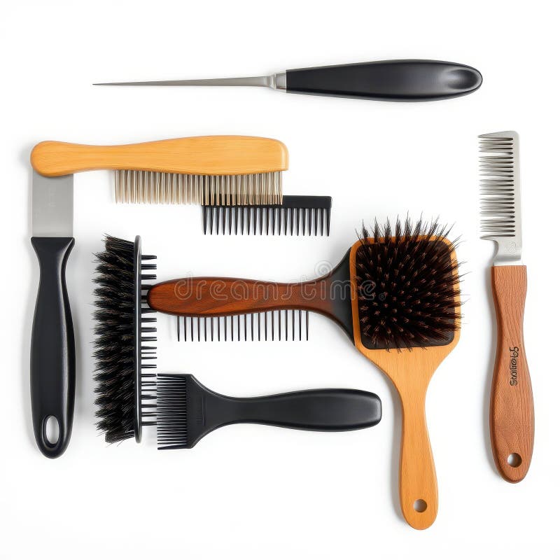 Assorted Grooming Brushes and Combs for Cats, Including Slicker and De ...