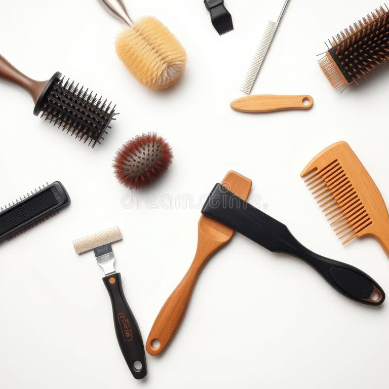 Assorted Grooming Brushes and Combs for Cats, Including Slicker and De ...