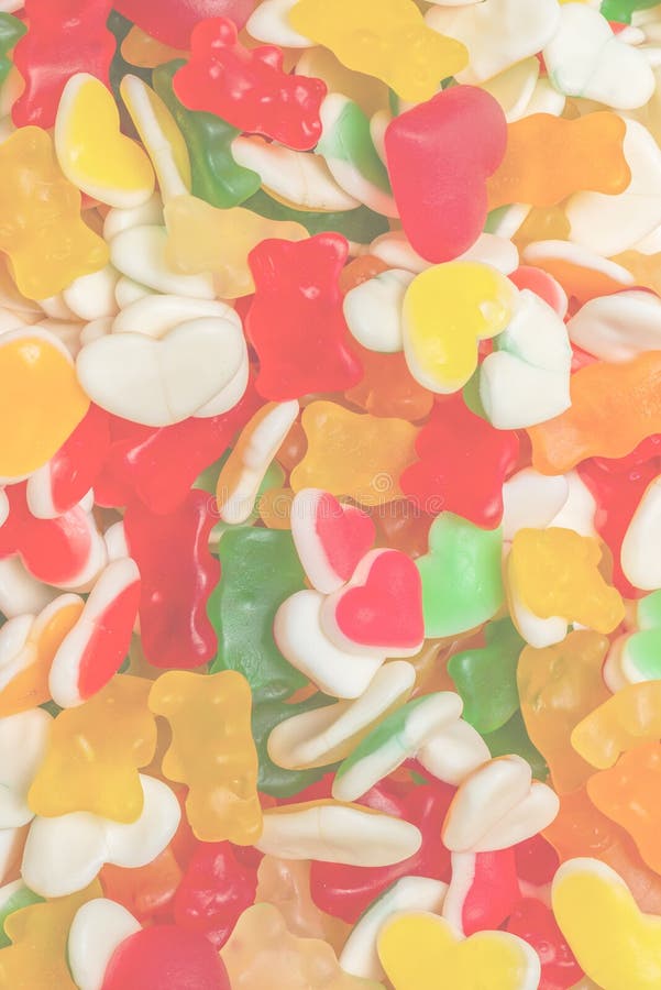 Assorted Gummy Candies. Top View Stock Image - Image of pink, food ...