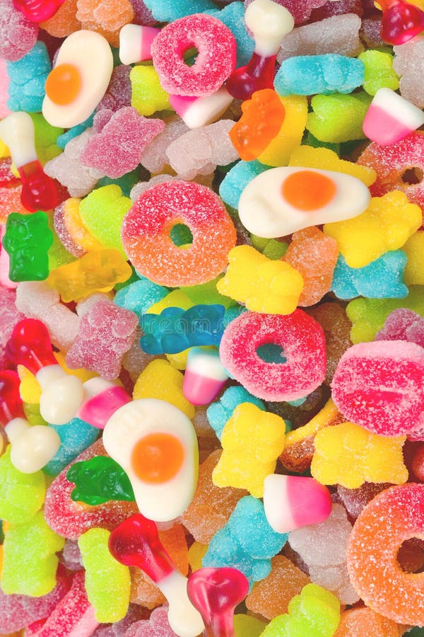 Assorted Gummy Candies. Top View Stock Photo - Image of assortment ...