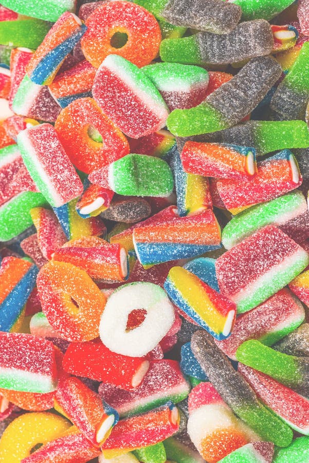 Assorted Gummy Candies. Top View Stock Image - Image of color, gummy ...