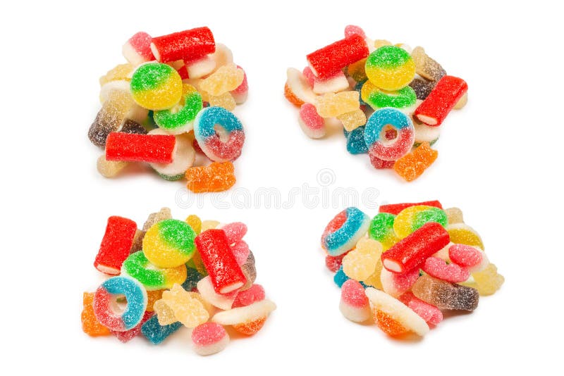 Assorted Gummy Candies. Top View. Jelly Sweets. Isolated on White Stock ...