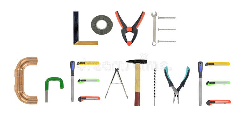 Assorted Hand-tools on White Stock Photo - Image of square, pliers ...