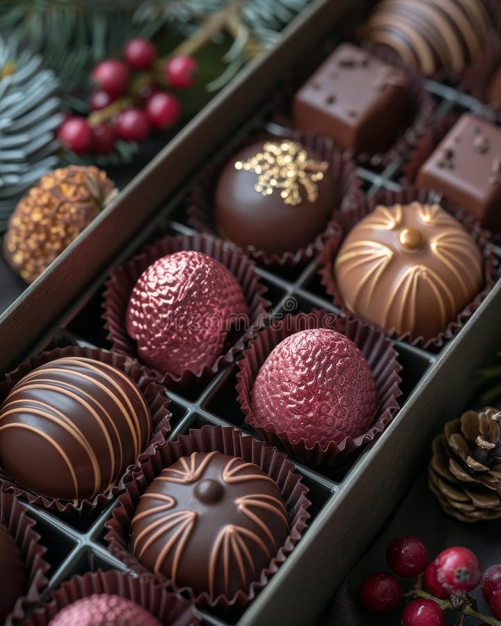 Assorted Handmade Chocolate Pralines in Box Stock Photo - Image of ...