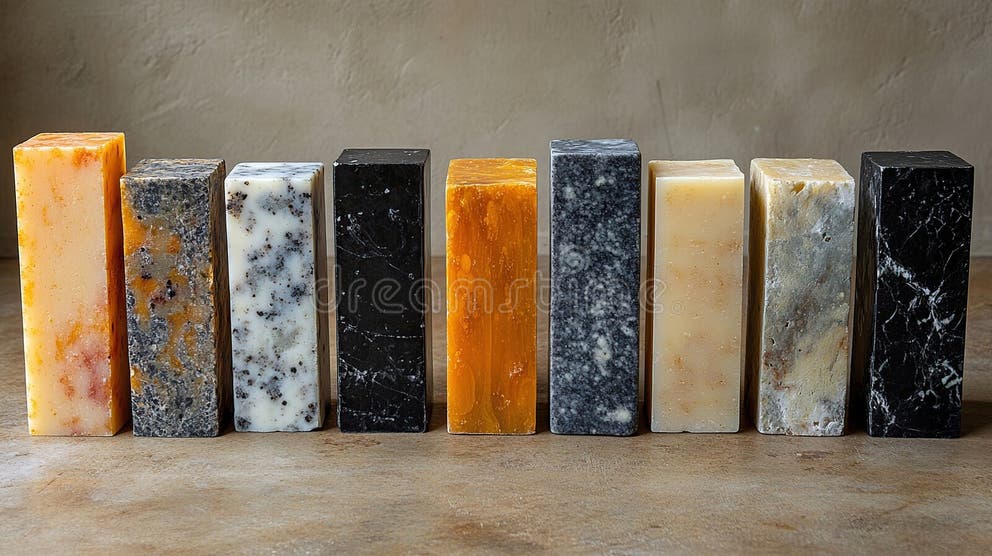 Assorted Handmade Soap Bars in Various Colors and Textures Stock ...