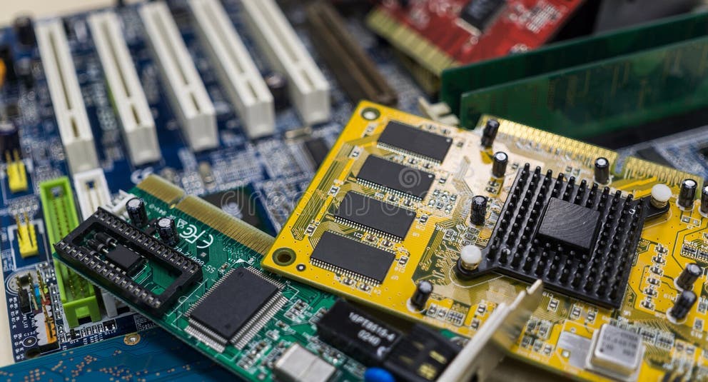 Assorted Hardware Computer Parts Stock Image - Image of cards ...