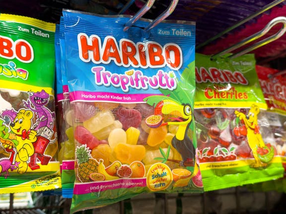 Assorted Haribo Candy Bags on Display in Store Editorial Stock Photo ...