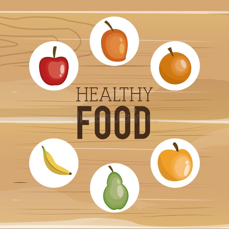 Assorted Healthy Food Icons Emblem Stock Vector - Illustration of ...