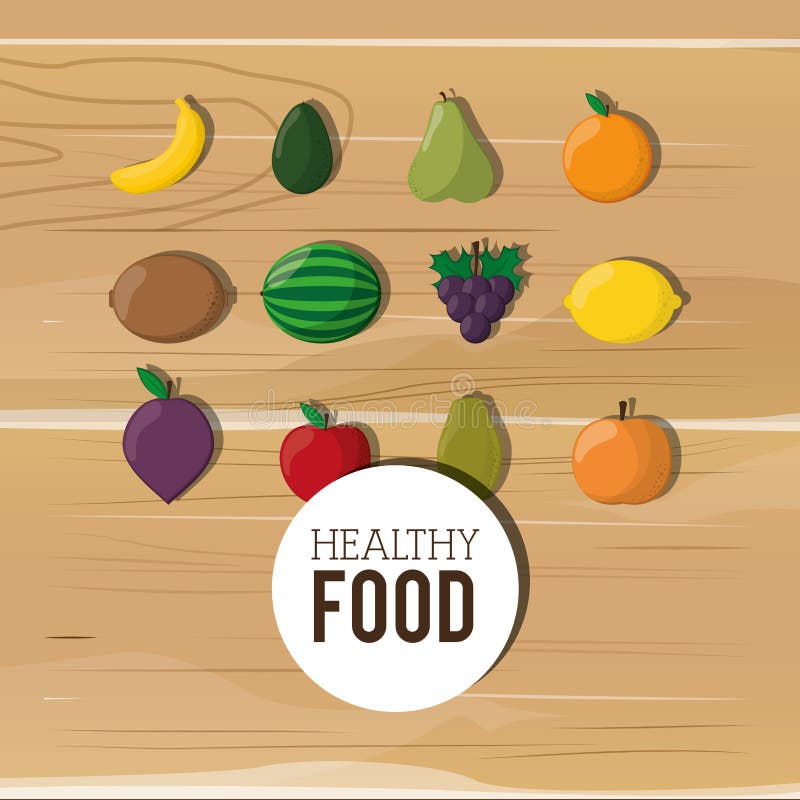 Assorted Healthy Food Icons Emblem Stock Vector - Illustration of ...
