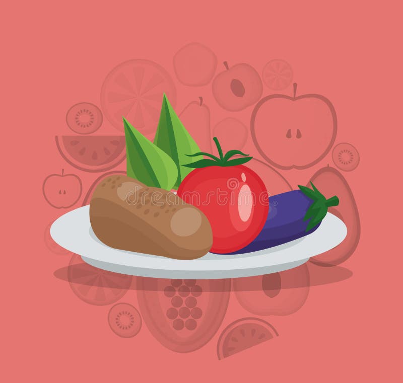 Assorted Healthy Food Icons Image Stock Vector - Illustration of ...