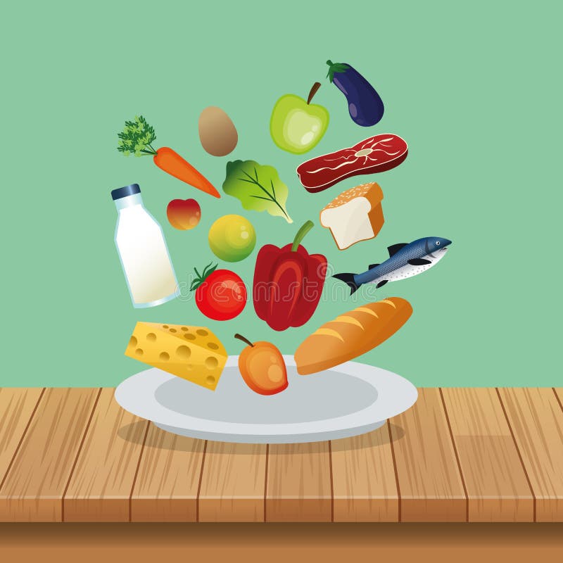 Assorted Healthy Food Icons Image Stock Vector - Illustration of emblem ...