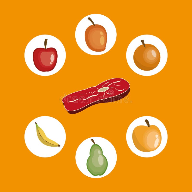 Assorted Healthy Food Icons Image Stock Vector - Illustration of farmer ...