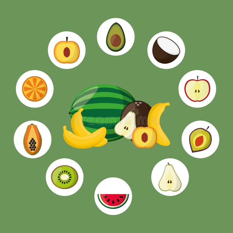 Assorted Healthy Food Icons Image Stock Vector - Illustration of fresh ...