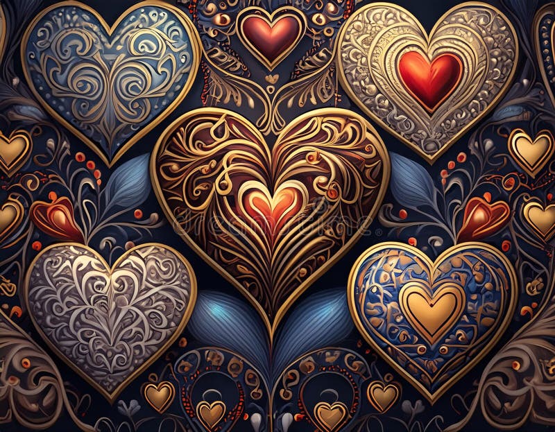 Assorted Heart Designs Collection Featuring Intricate Patterns and ...