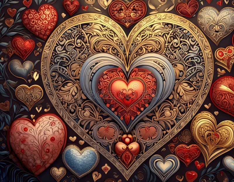 Assorted Heart Designs Collection Featuring Intricate Patterns and ...