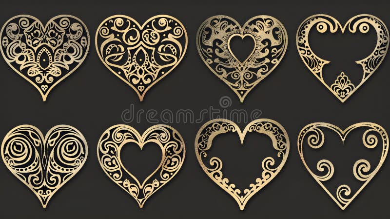 Assorted Heart Designs Collection Featuring Intricate Patterns and ...