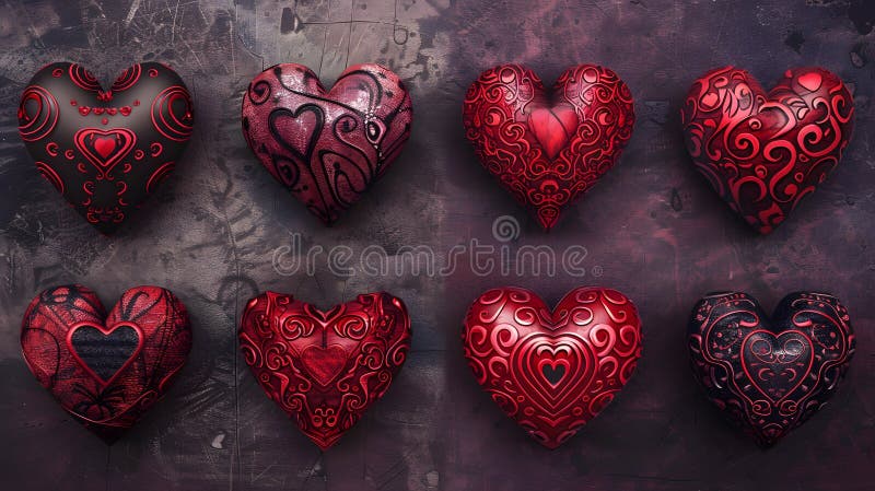 Assorted Heart Designs Collection Featuring Intricate Patterns and ...