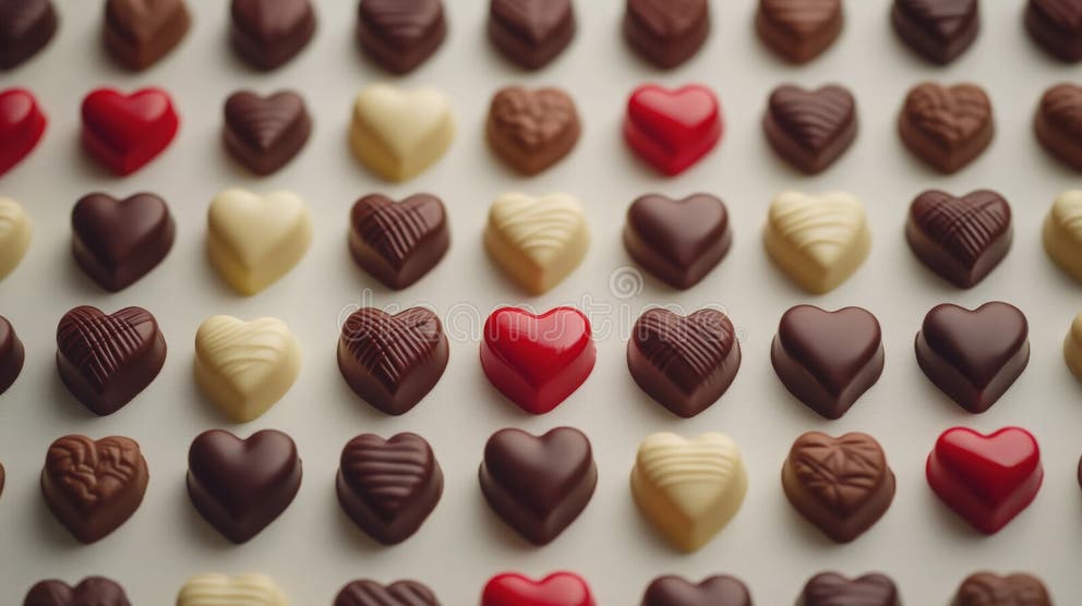 Assorted Heart Shaped Chocolates Arranged in Rows Stock Illustration ...