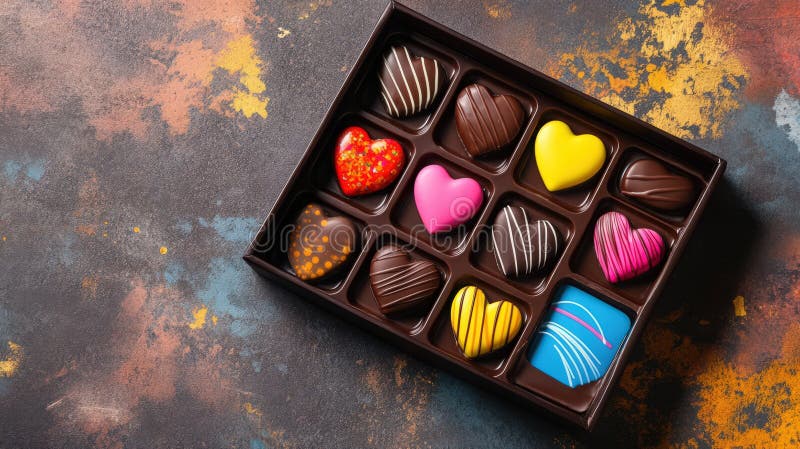 Assorted Heart Shaped Chocolates in a Box Stock Illustration ...