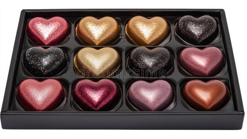 Assorted Heart-Shaped Chocolates in Elegant Gift Box Stock Illustration ...