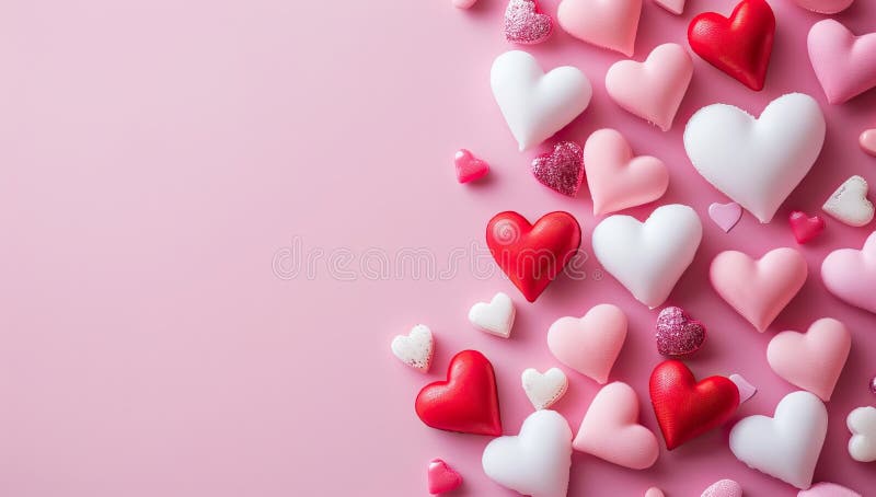 Assorted Heart Shapes on Pink Background Stock Illustration ...