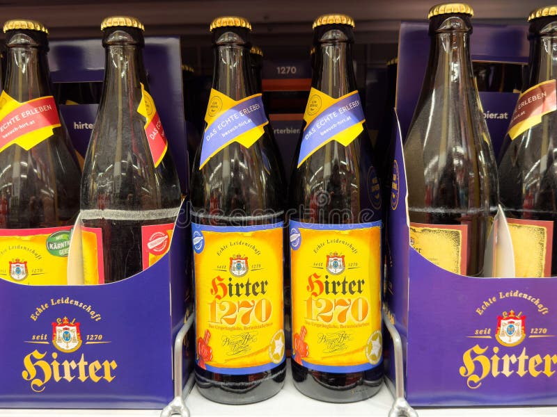 Assorted Hirter 1270 Beer Bottles in Store Display Editorial ...