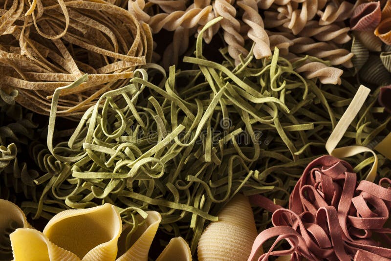 Assorted Homemade Dry Italian Pasta Stock Image - Image of fusilli ...
