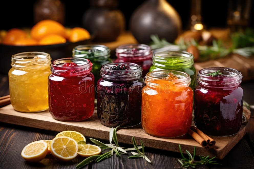 Assorted Homemade Winter Solstice Preserves in Jars Stock Photo - Image ...