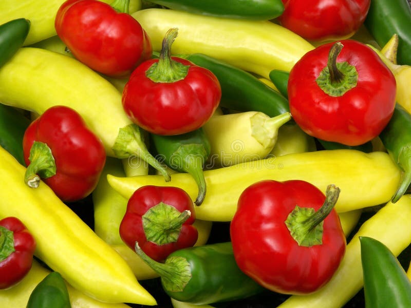 Assorted hot peppers stock image. Image of jalapeno, scoville - 16234583