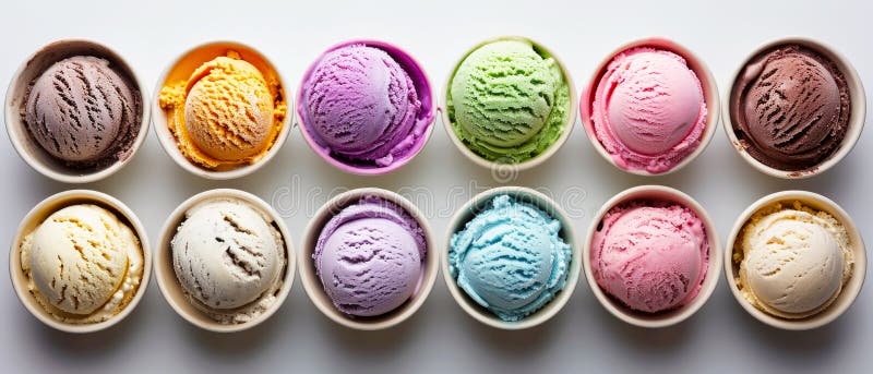 Assorted Ice Cream Bowls Color Array Stock Photo - Image of food ...