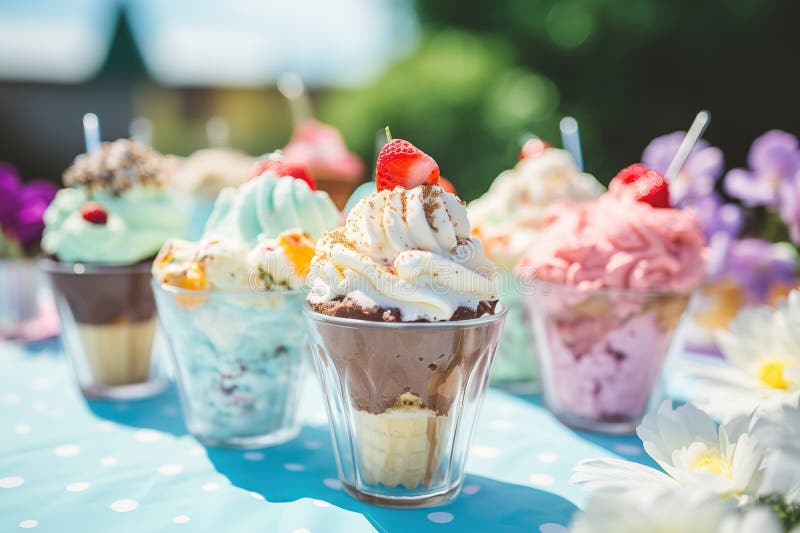 Assorted ice cream in cafe stock illustration. Illustration of cold ...