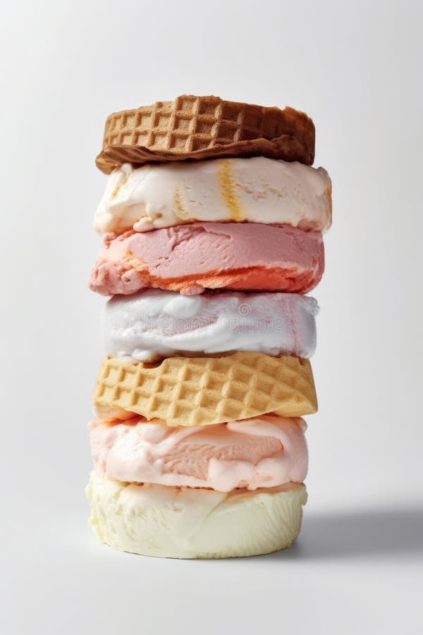 Assorted Ice Cream. Colorful Stack of Ice Cream of Different Flavors ...