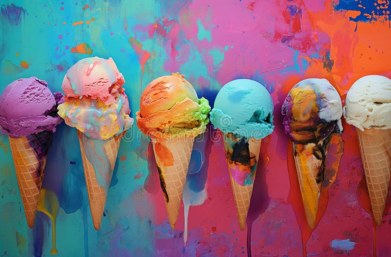 Assorted ice cream cones stock photo. Image of sweet - 316343652