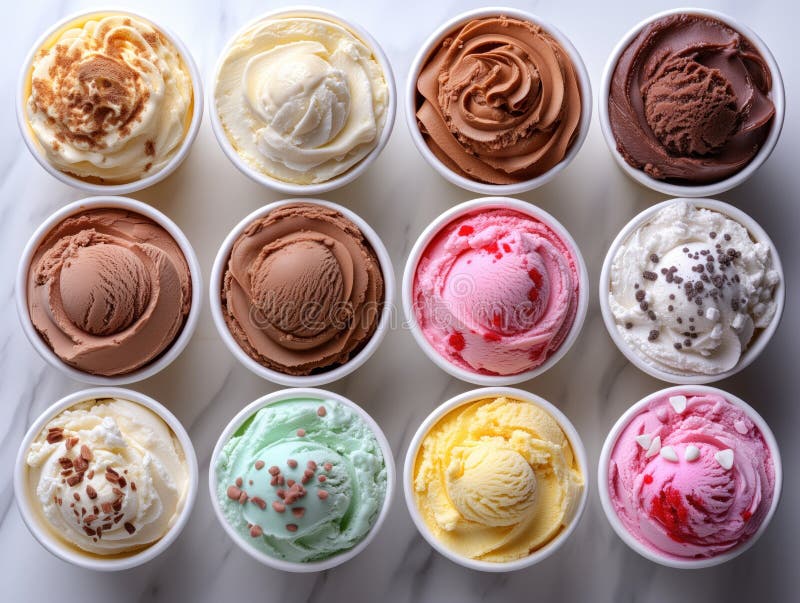 Assorted Ice Cream in a Cup Stock Illustration - Illustration of ...