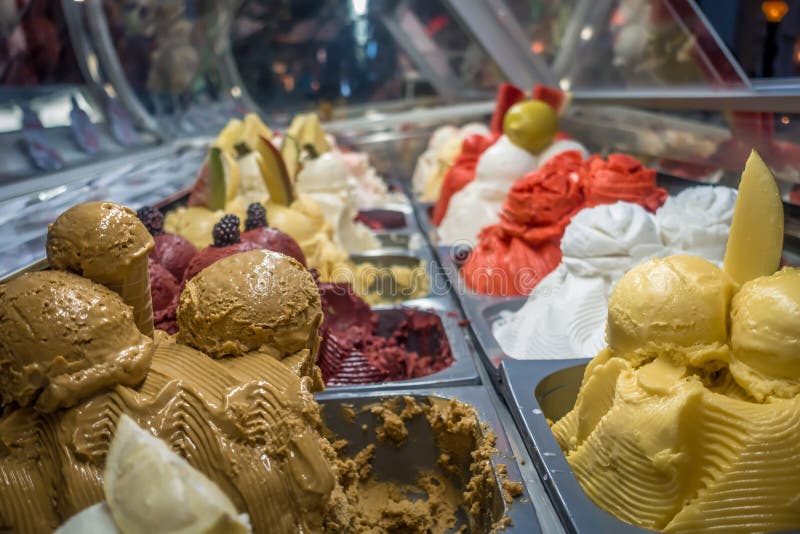 Assorted Ice Cream on Display in Store Stock Photo - Image of orange ...