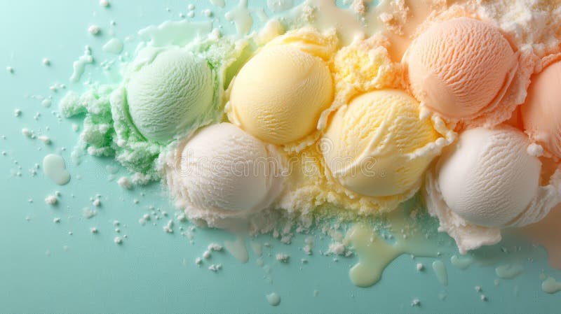 Assorted Ice Cream Scoops in Pastel Colors Stock Illustration ...