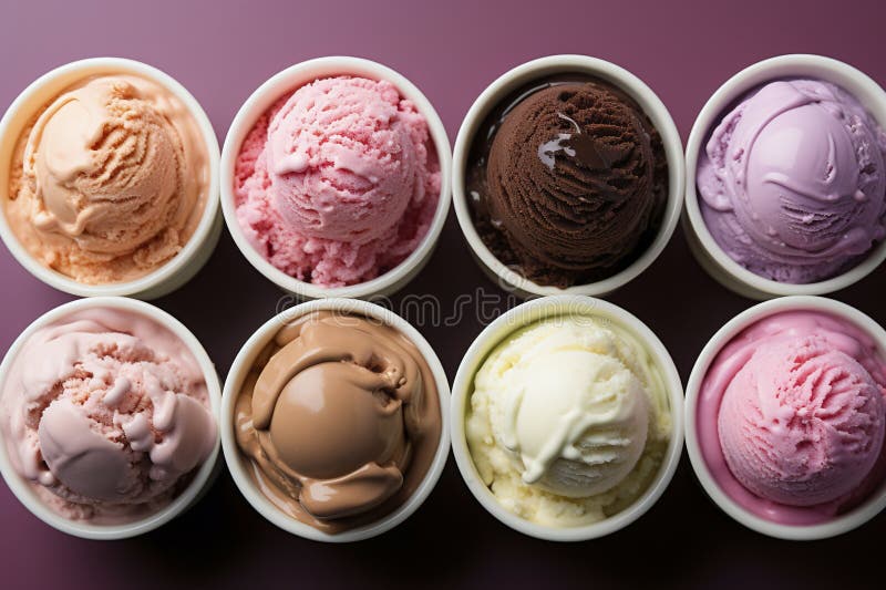 Assorted of Ice Cream Scoops. Set of Ice Yogurt Scoops of Different ...