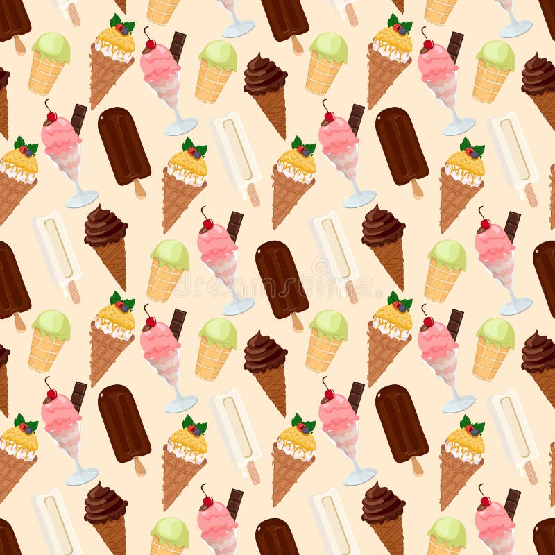 Assorted Ice Cream Seamless Pattern. Vector Illustration Stock Vector ...