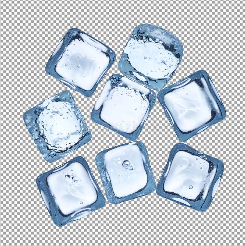 Assorted Ice Cubes on Transparent Background Stock Illustration ...