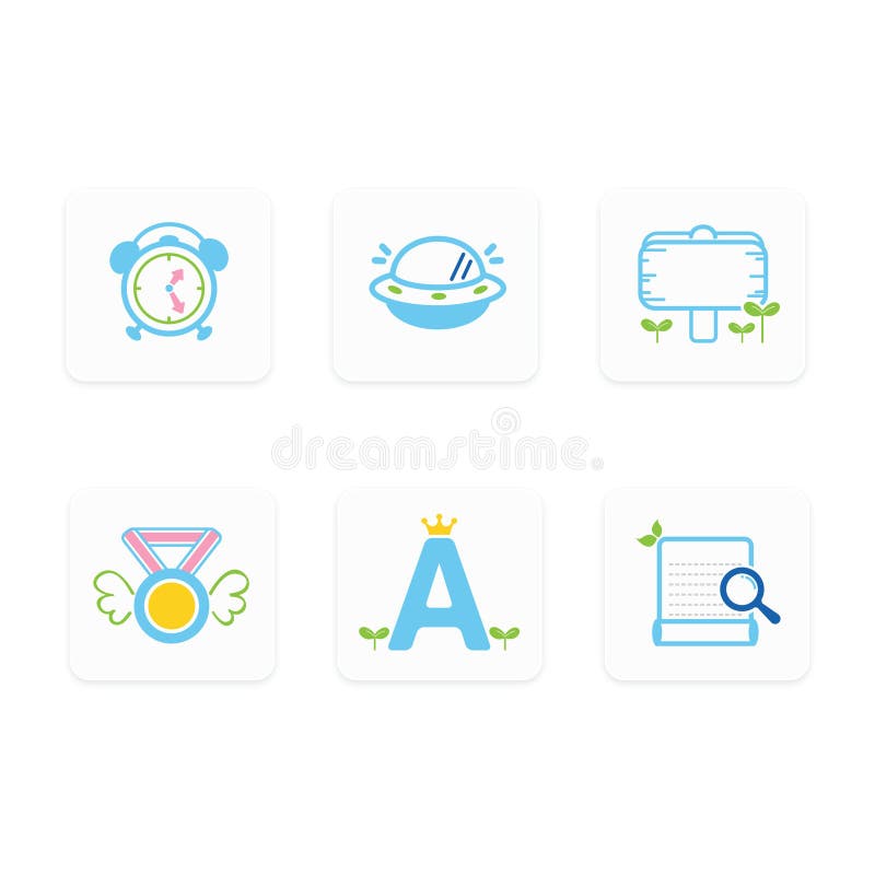 Assorted icons and buttons stock vector. Illustration of aquamarine ...