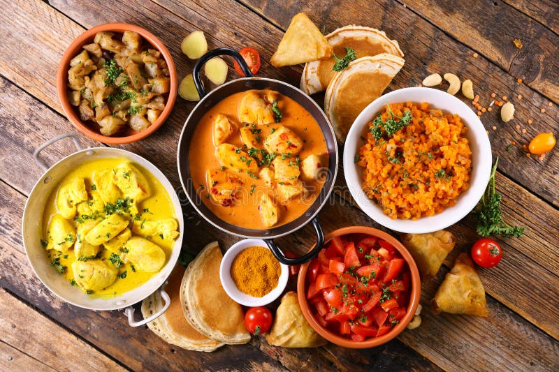 Assorted Indian Food Selection Stock Image - Image of masala, meal ...