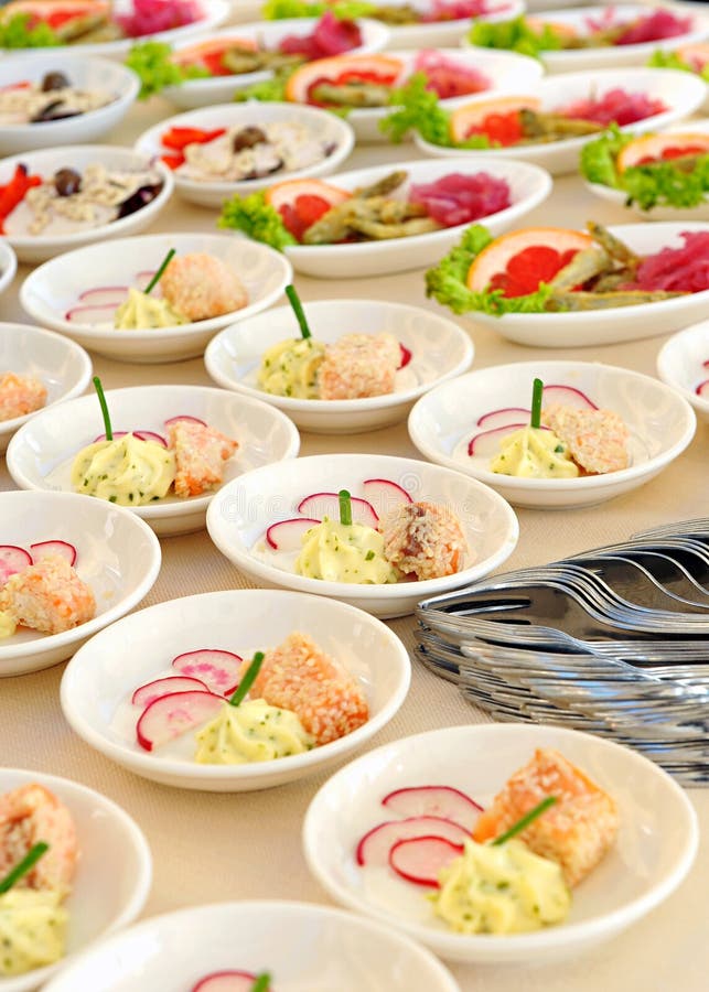 Assorted Individual Salads on a Buffet Stock Image - Image of buffet ...