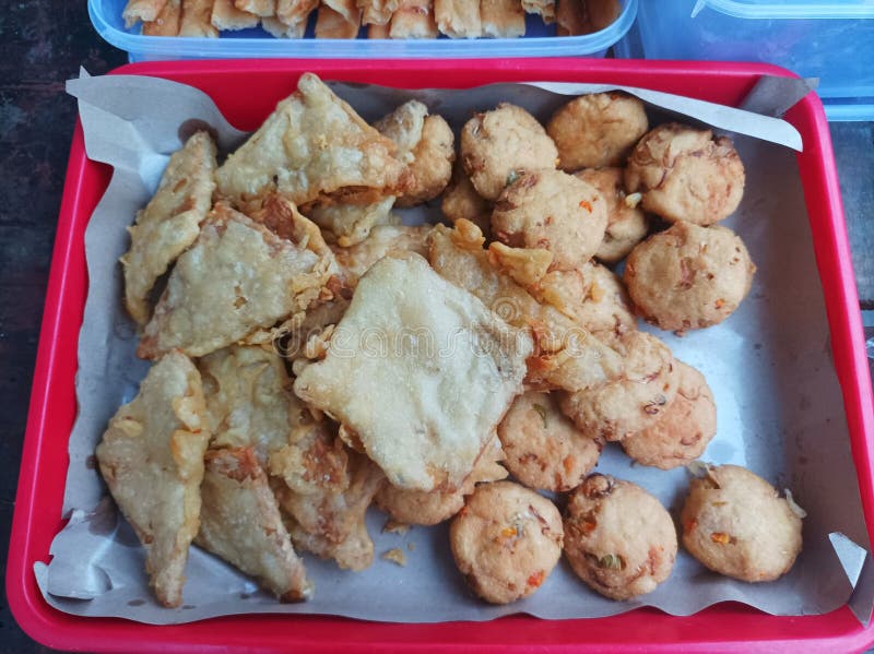 A Variety of Traditional Indonesian Fried Snacks with a Crispy Coating ...