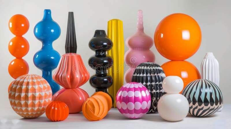 A of Assorted Inflated Shapes Each Unique in Size and Color Creating a ...