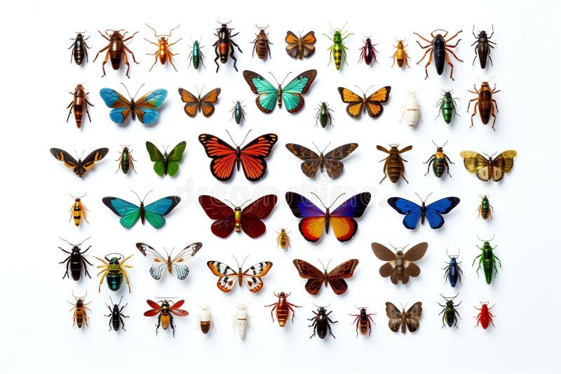 Assorted Insects Collection on White Background. AI Stock Illustration ...