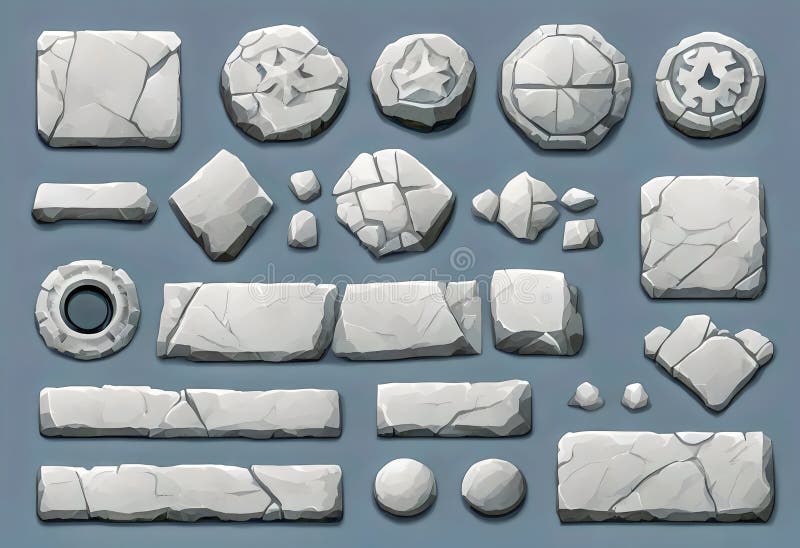 Assorted Isometric Stone Blocks and Platforms Stock Illustration ...