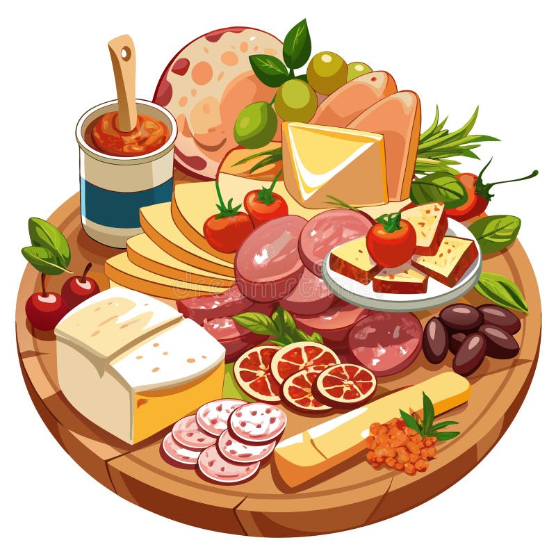 Assorted Italian Cured Meats and Cheese Platter. Stock Vector ...